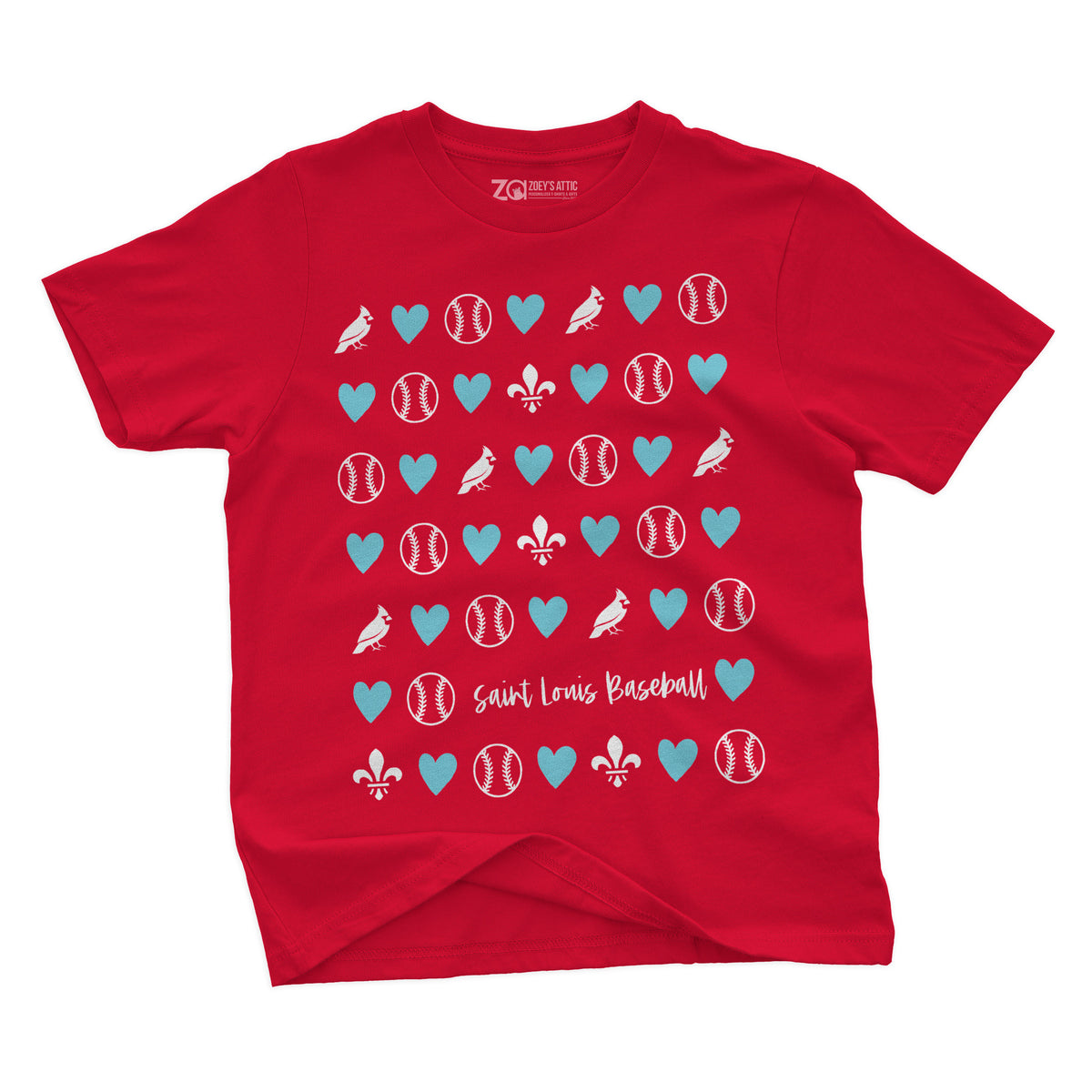 Girls St. Louis Baseball Hearts Cute Girls Baseball Birds Cardinals sh ...