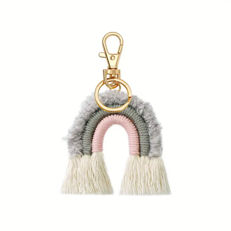 Cotton Rope Braided Keychain, Boho Style Rainbow Key Chain – The Mash Pit