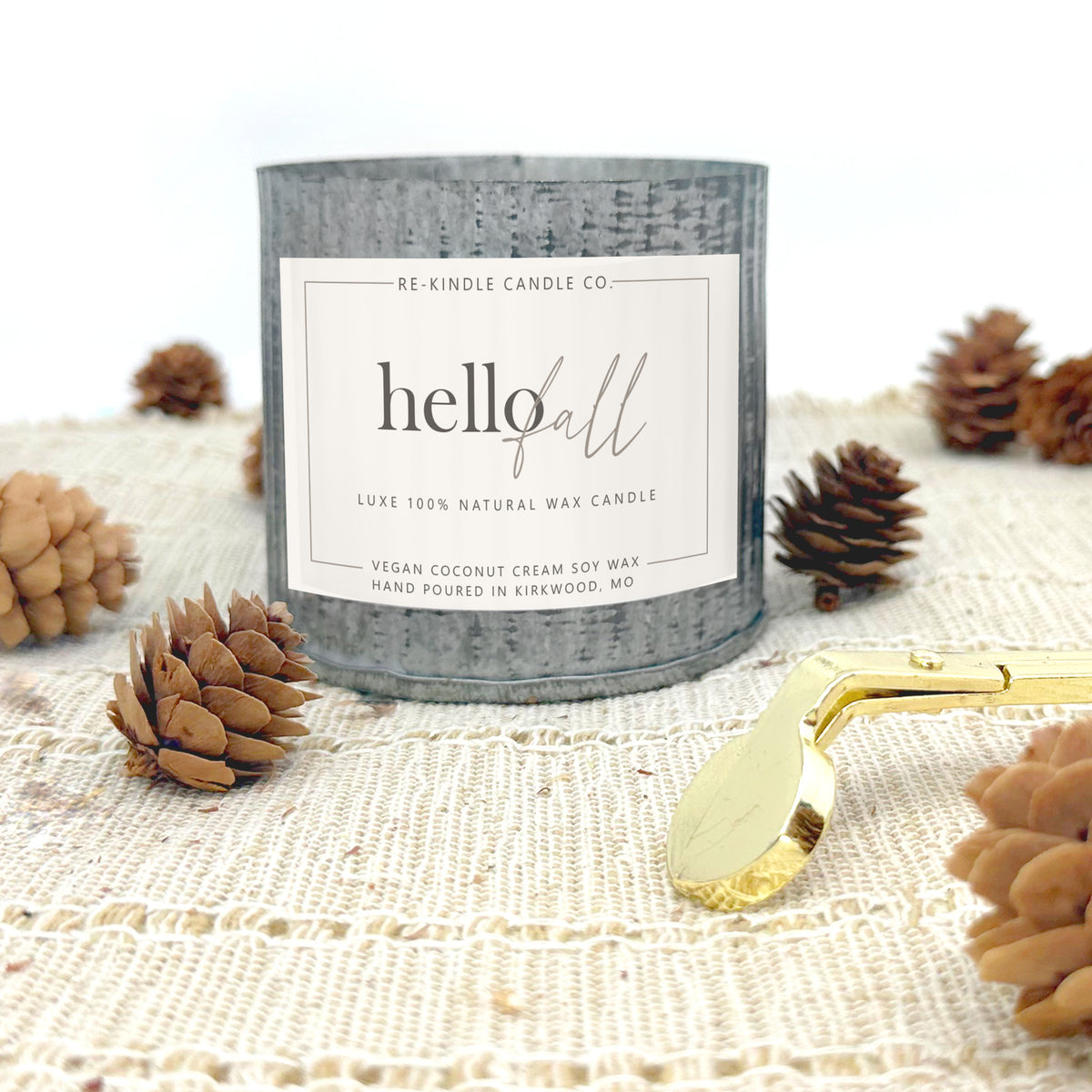Hello Fall Candle in Rustic Tin - Apple, Cinnamon, Vanilla - Autumn Sc ...