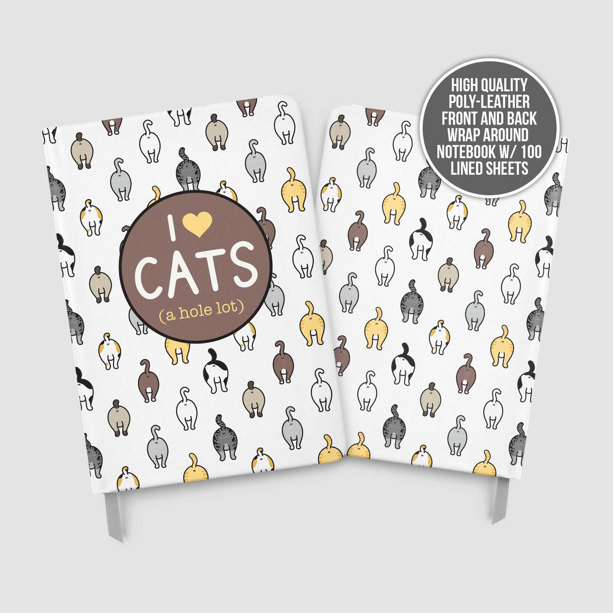 funny cat notebook journal "I heart cats a hole lot" faux leather note ...